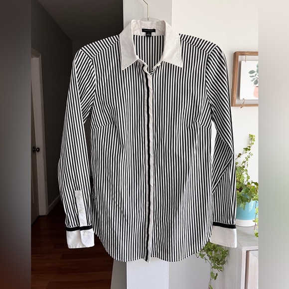 Ann Taylor | Tops | Ann Taylor Black And White Striped Long Sleeve ...